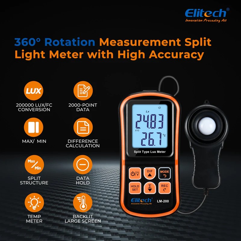 Light Meter Digital Illuminance Meter Handheld LM-200